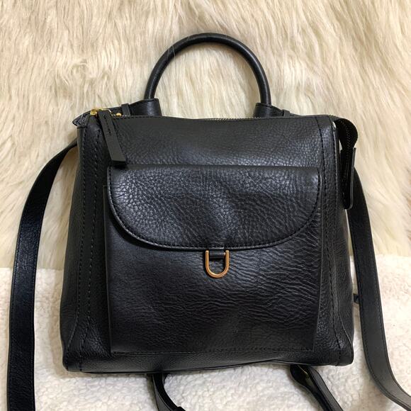 Fossil | Bags | Fossil Black Leather Convertible Small Parker Backpack ...